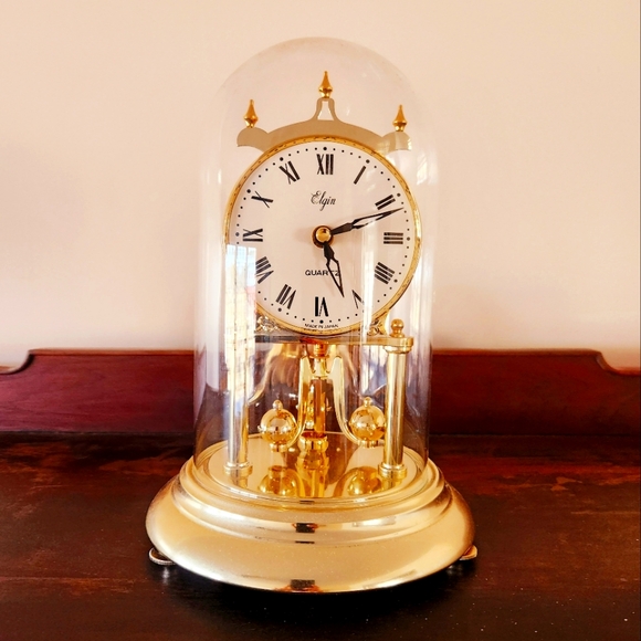 Elgin | Wall Decor | Vintage Elgin Glass Domed Rotating Pendulum Quartz ...